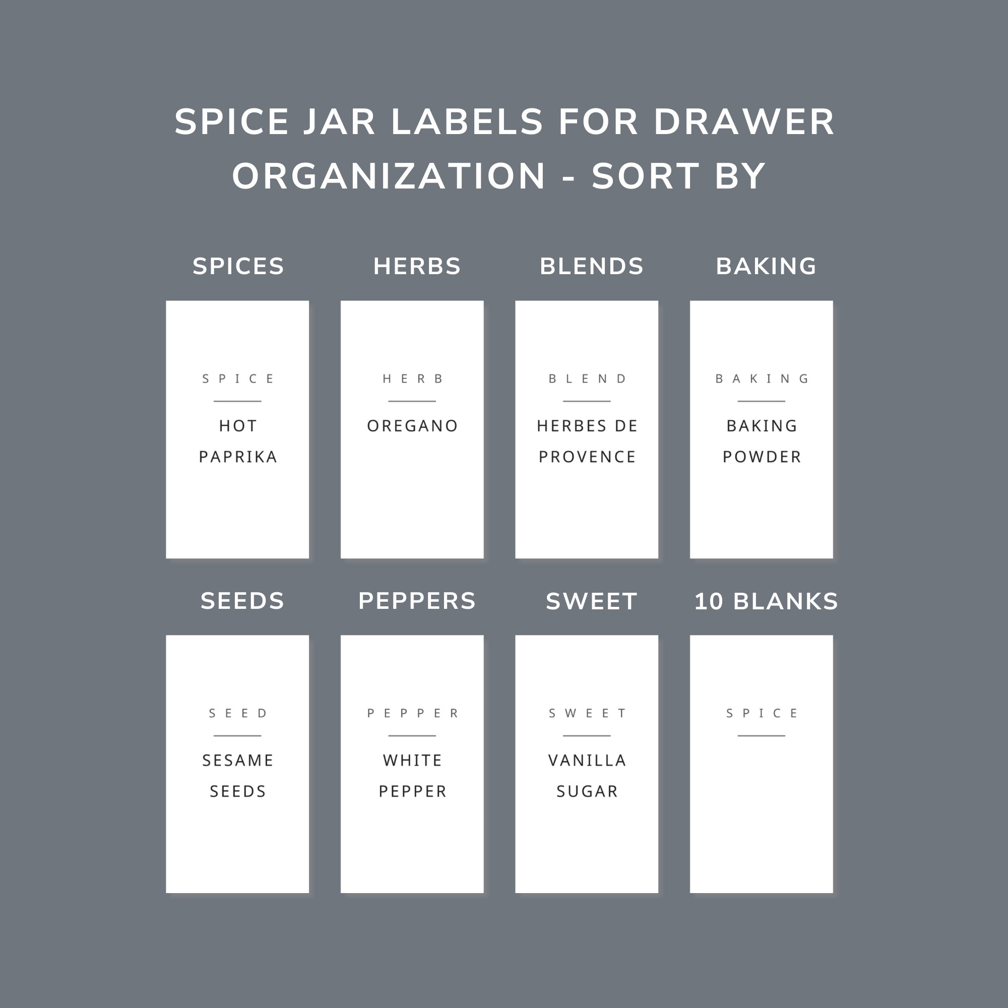 170 Spice Jar Labels Printable PDF, Modern Minimalist Spice Jar Label ...
