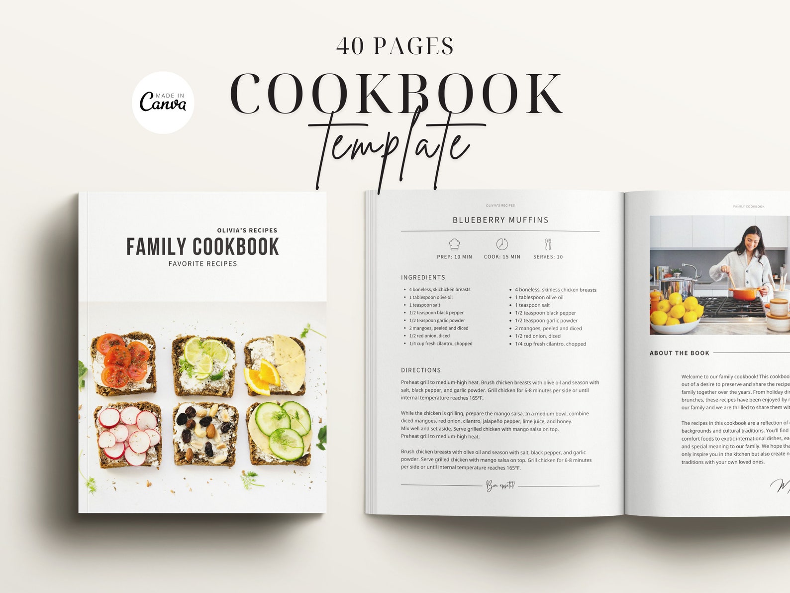 Editable Cookbook Template, Colorful Cookbook PDF Template, Family ...