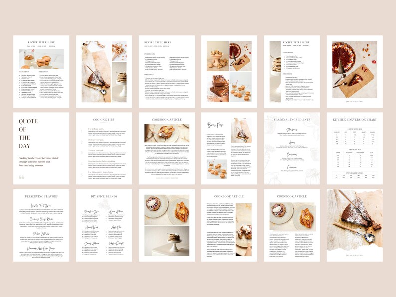 Minimalist Cookbook Template, Recipe Book Template, Editable Recipe ...