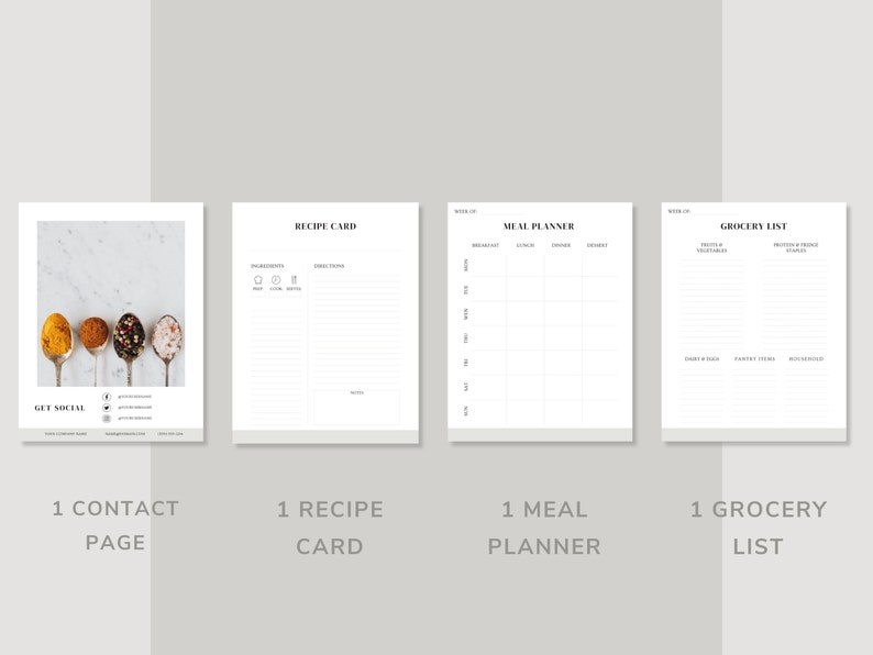 Cookbook Template Editable Recipe Book Template Recipe Page - Etsy