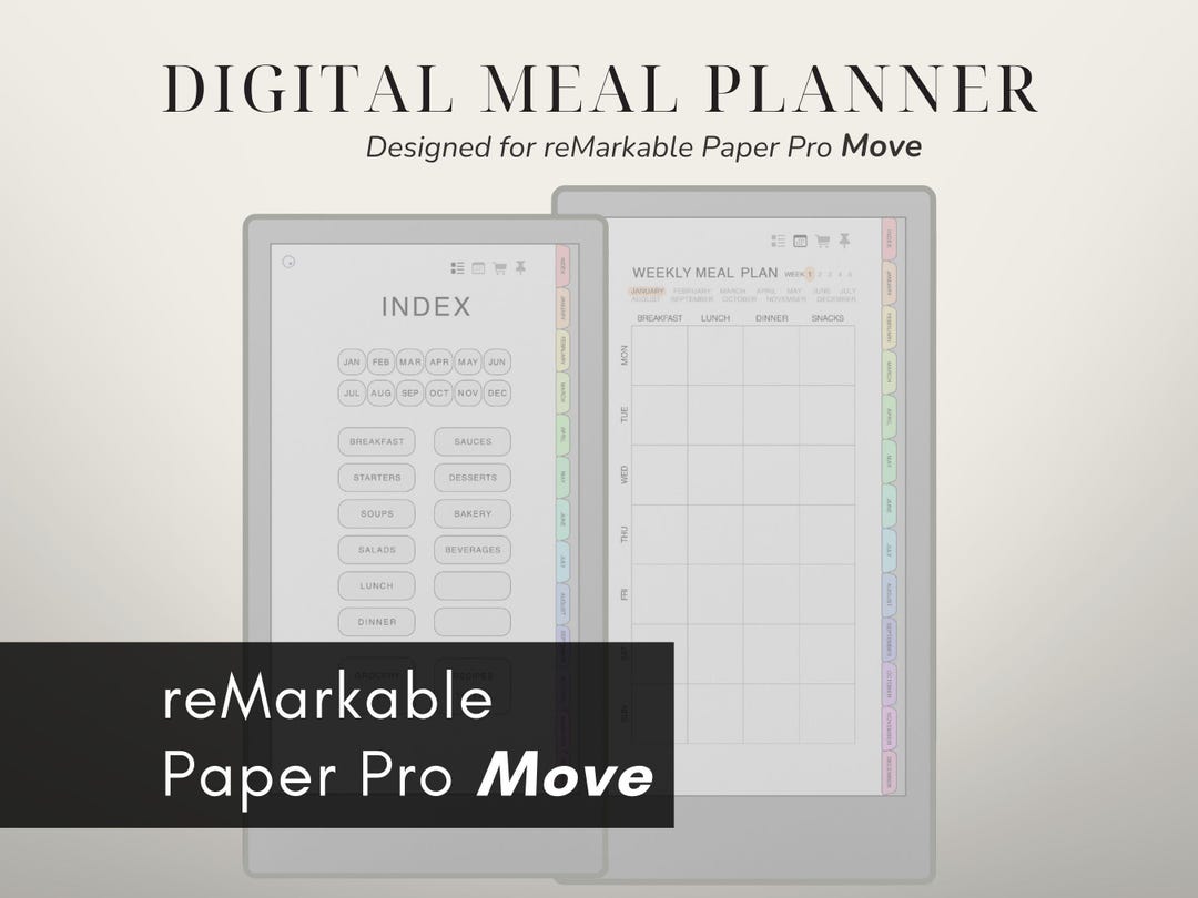 Meal Planner Template for Remarkable Paper Pro Move With Hyperlinked ...