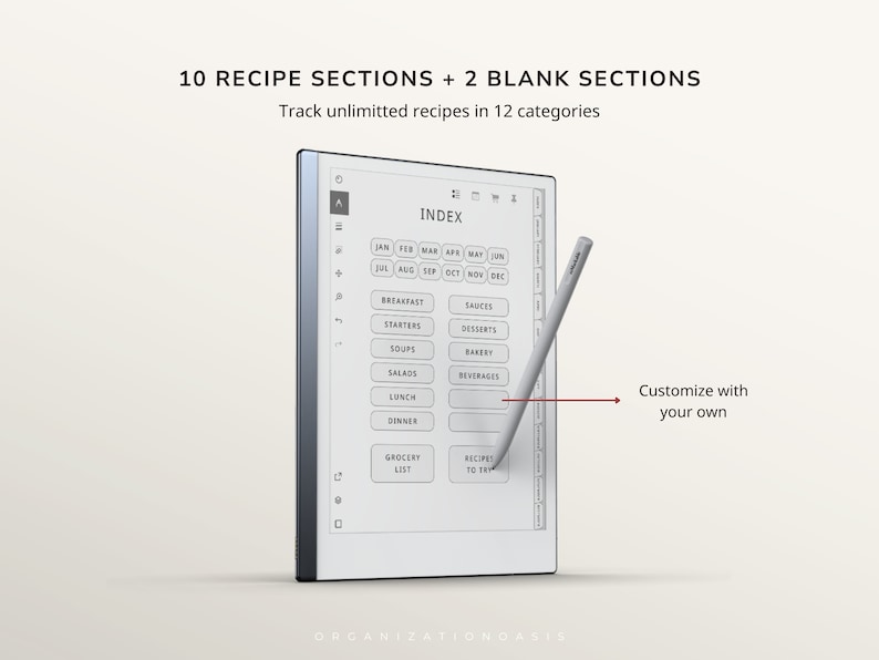 Remarkable 2 Templates Meal Planner Hyperlinked PDF, Instant Download ...