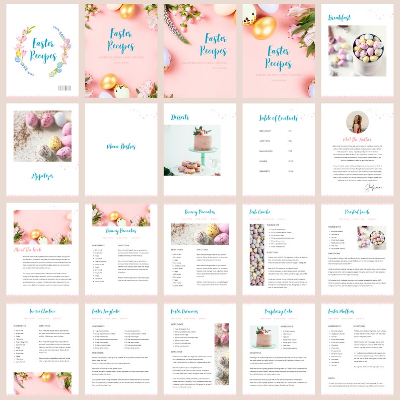 Easter Cookbook Template, Editable Recipe Book Template, Colorful ...