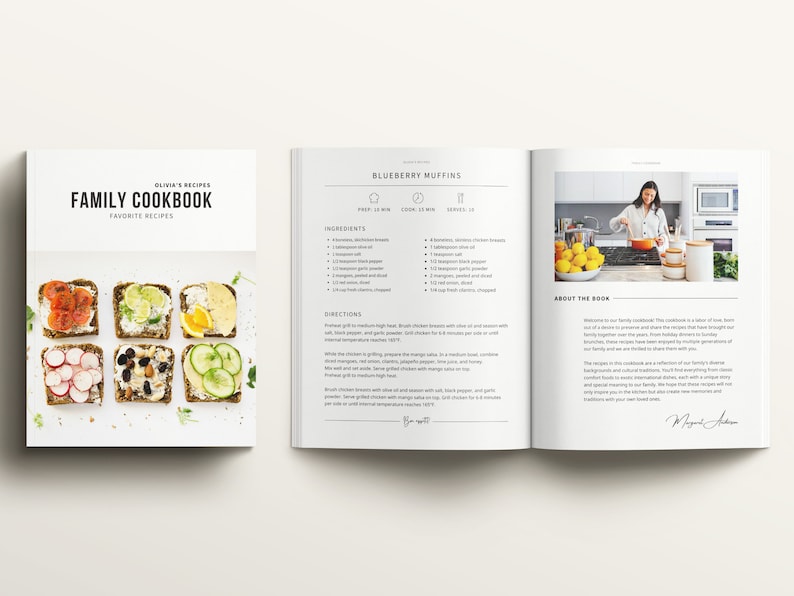 Editable Cookbook Template, Colorful Cookbook PDF Template, Family Recipes Ebook Template ...