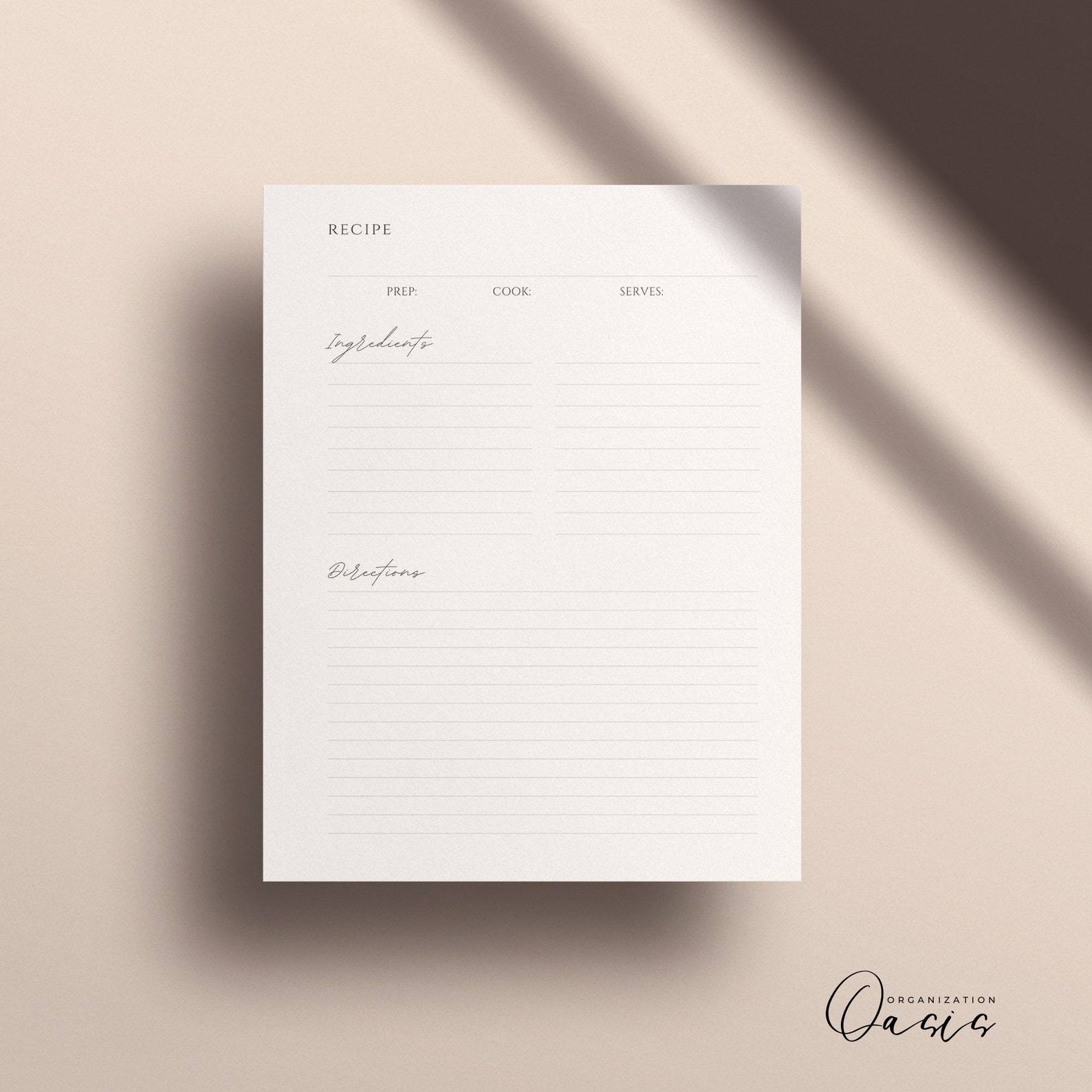 Recipe Template Printable, Recipe Book, Blank Recipe Page, Recipe Card ...