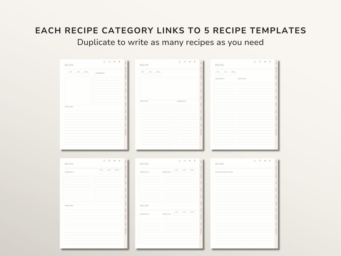Digital Recipe Book for Goodnotes, Notability, Digital Meal Planner ...