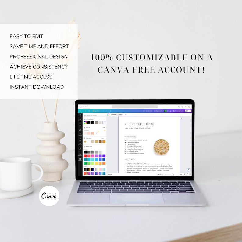20 Page Mini Recipe Book Template, Editable Canva Cookbooktemplate ...