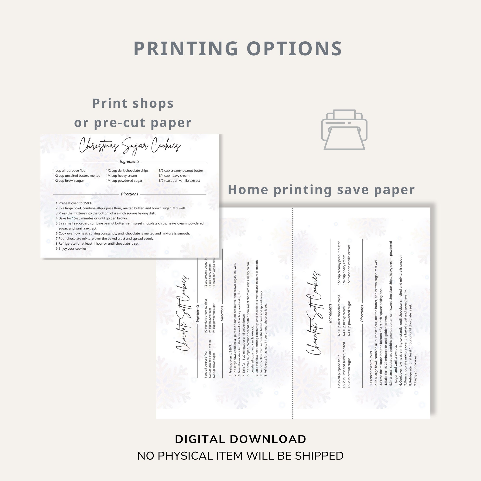 Printable Snowflake Recipe Card Template Simple Editable - Etsy