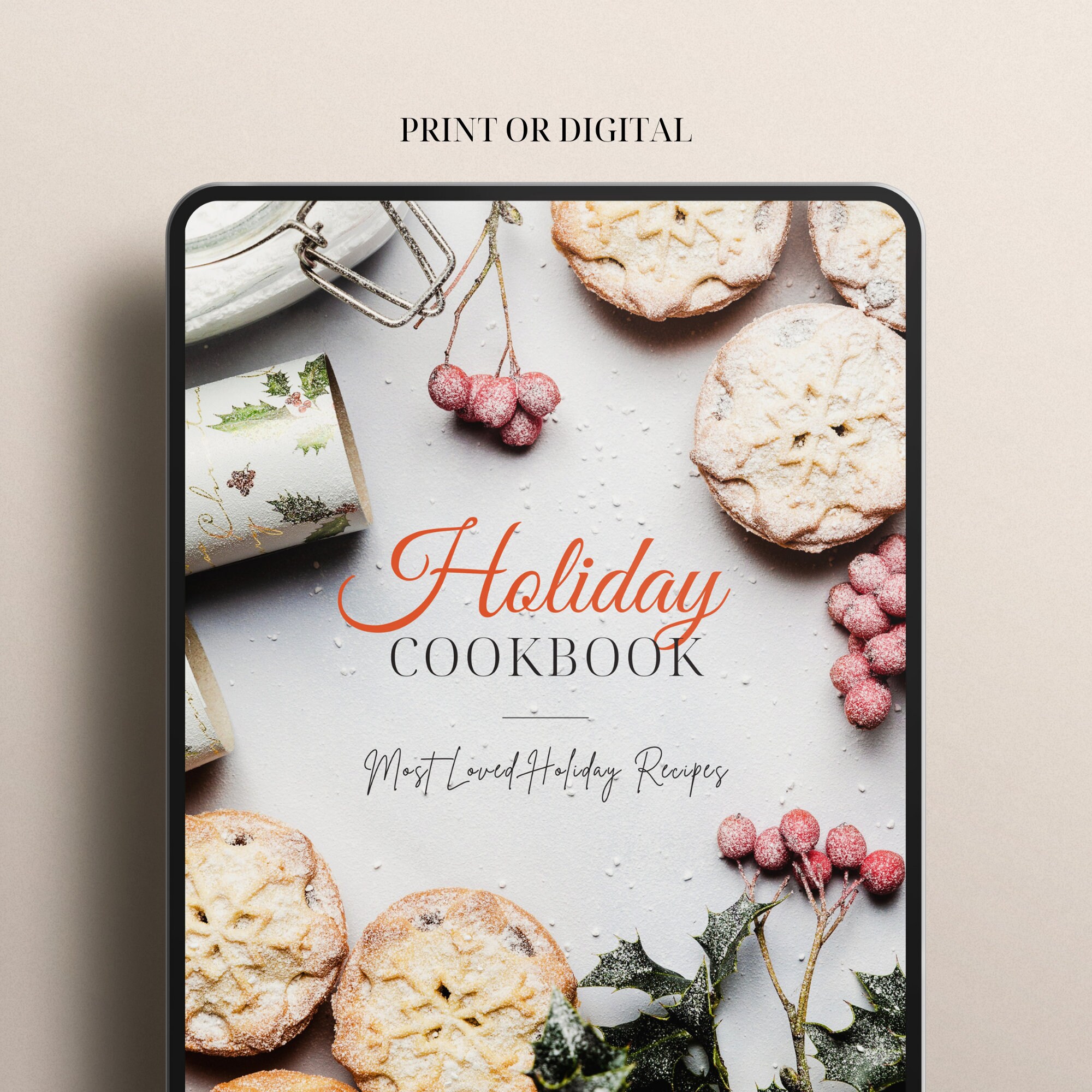 Christmas Cookbook Template, Holiday Recipe Book Editable Canva ...