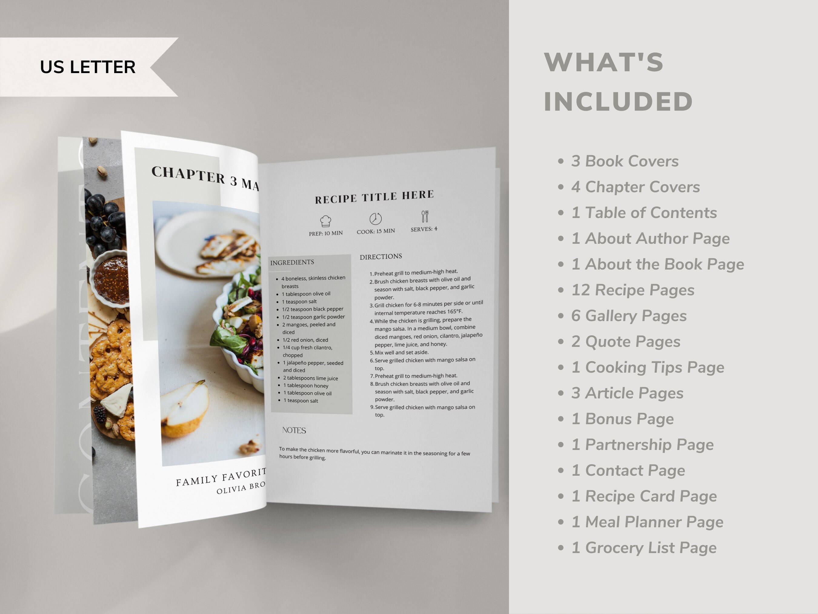 Cookbook Template, Editable Recipe Book Template, Recipe Page Template ...