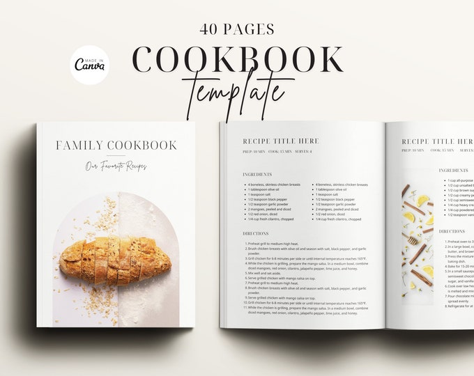 Cookbook Template, Recipe Book Template, Editable Canva Ebook, Recipe ...