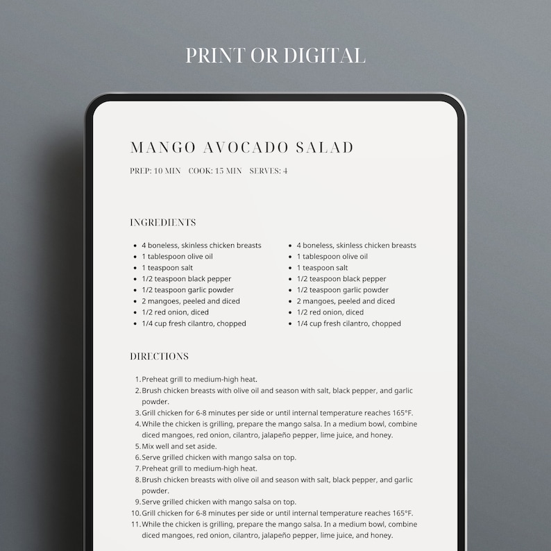 Modern Minimal Editable Recipe Template 8.5x11 A4, Recipe Book ...