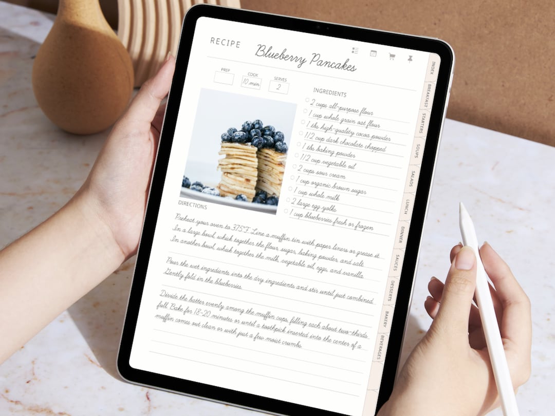 Digital Recipe Book for Goodnotes, Notability, Digital Meal Planner ...