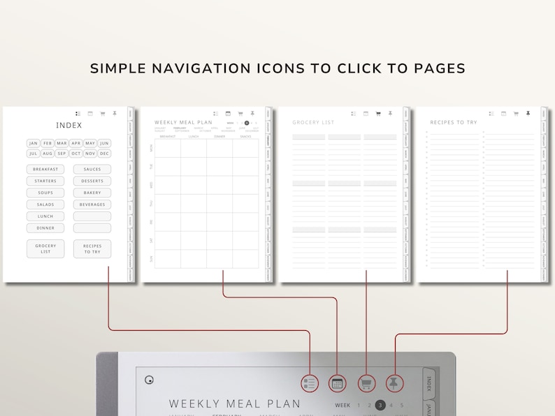 Remarkable 2 Templates Meal Planner Hyperlinked PDF, Instant Download ...