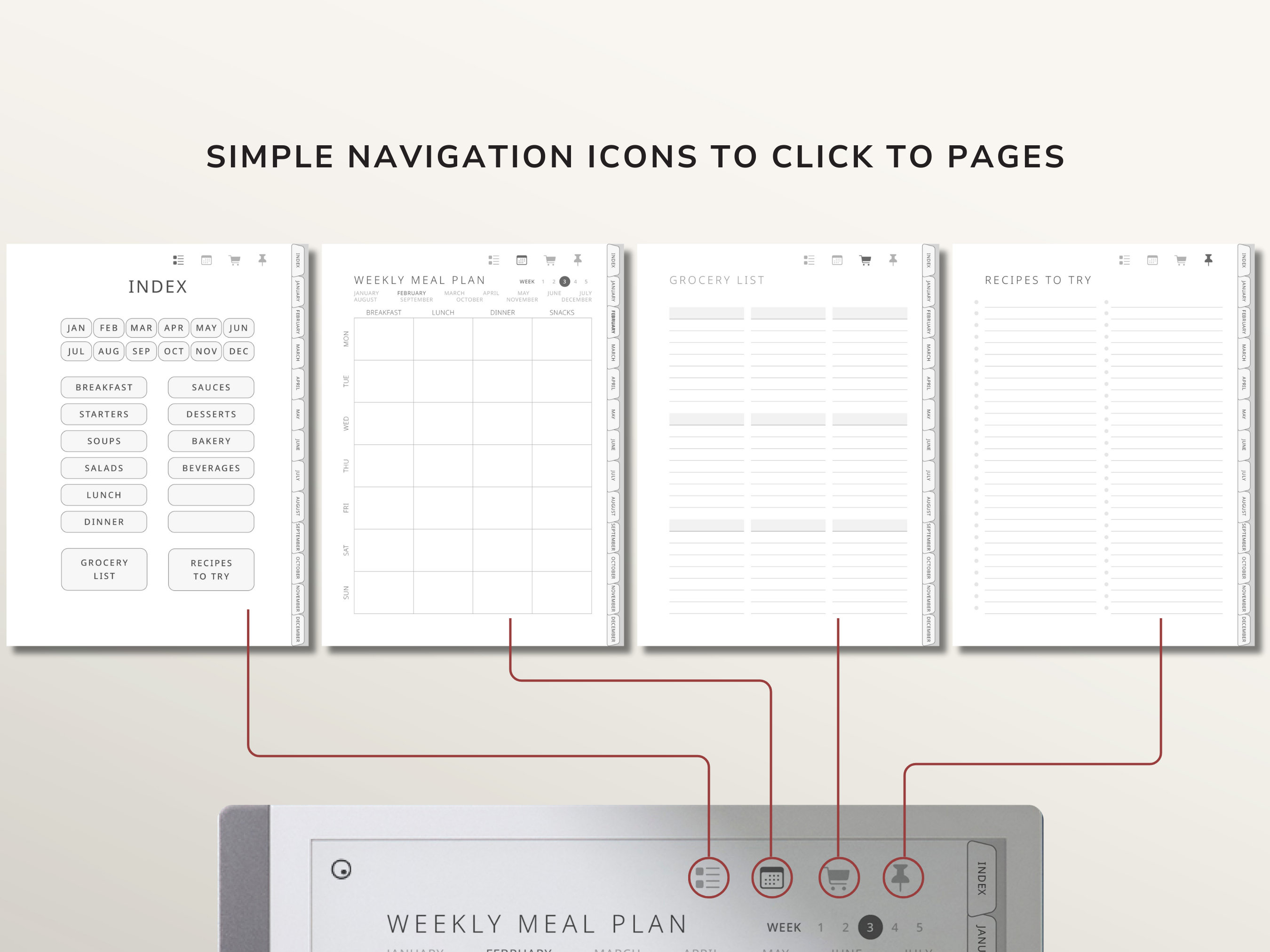 Remarkable 2 Templates Meal Planner Hyperlinked PDF, Instant Download ...