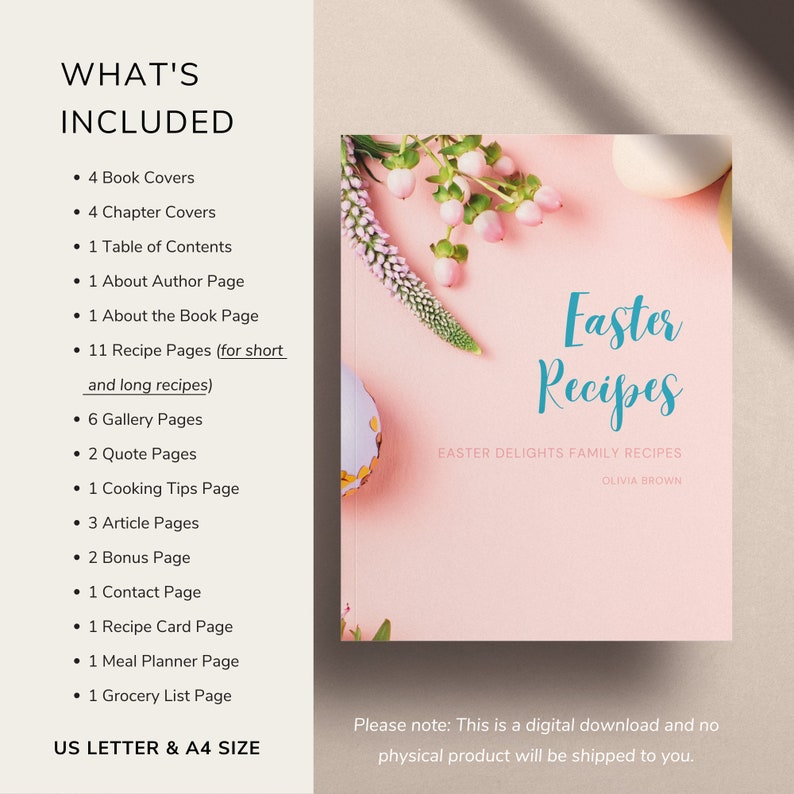 Easter Cookbook Template, Editable Recipe Book Template, Colorful ...