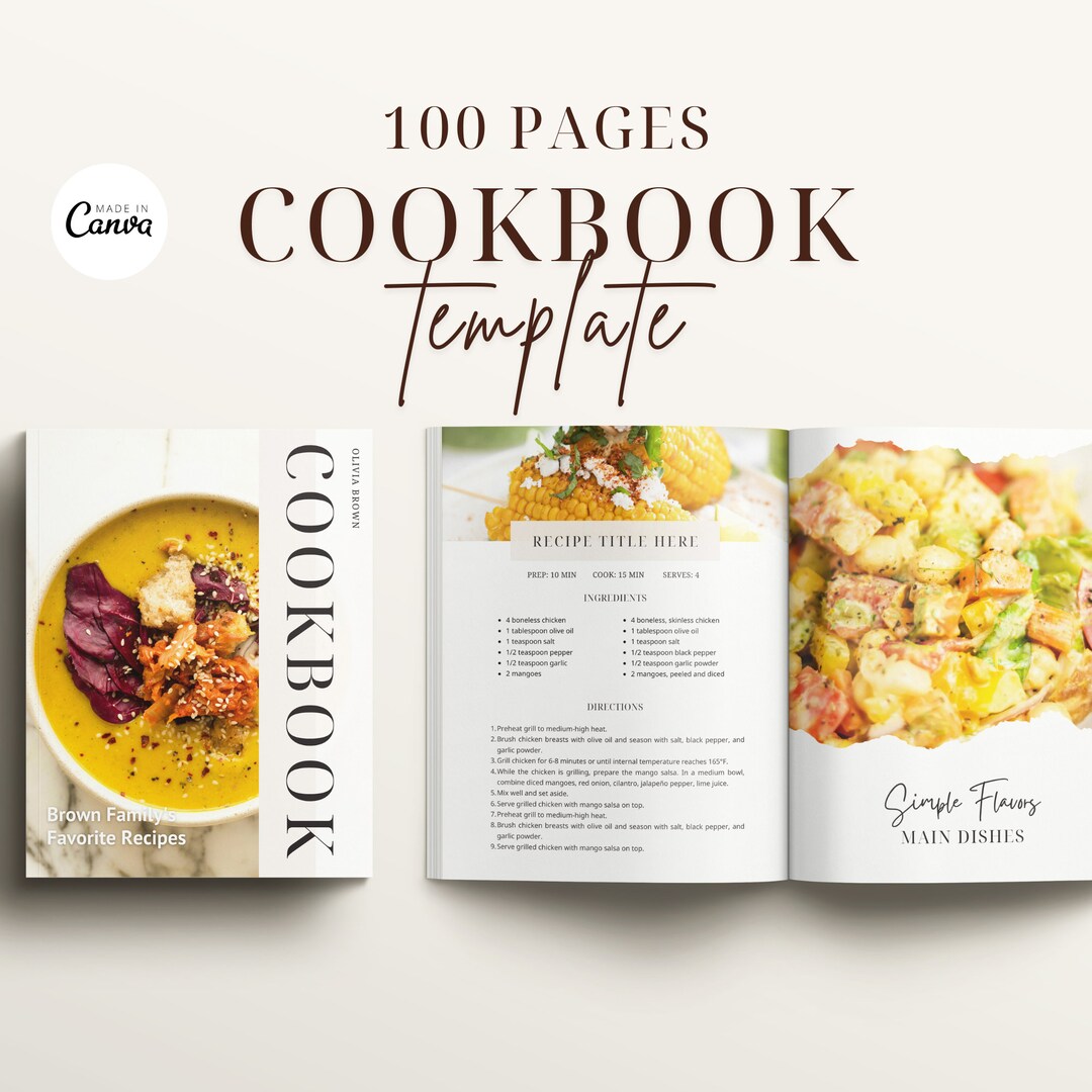 Cookbook Template, Recipe Book Template, Canva Templates, Cook Book ...