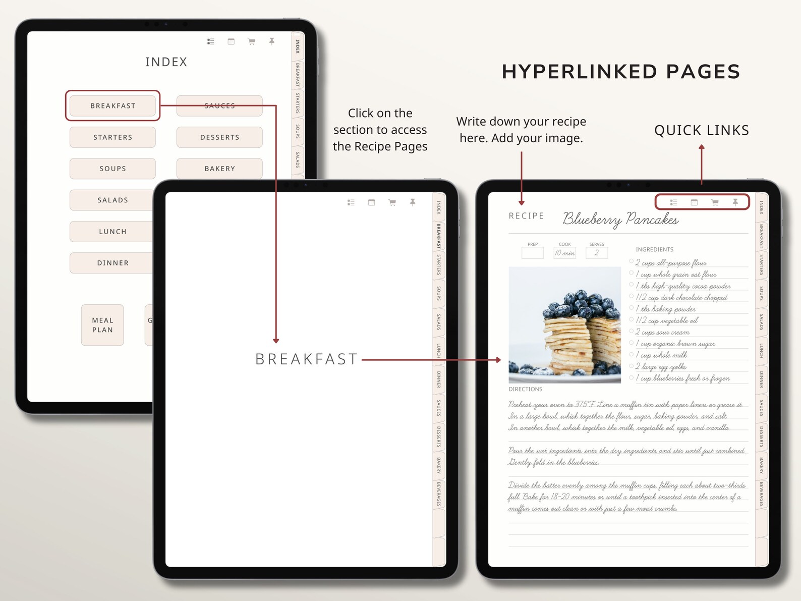 Digital Recipe Book for Goodnotes, Notability, Digital Meal Planner ...