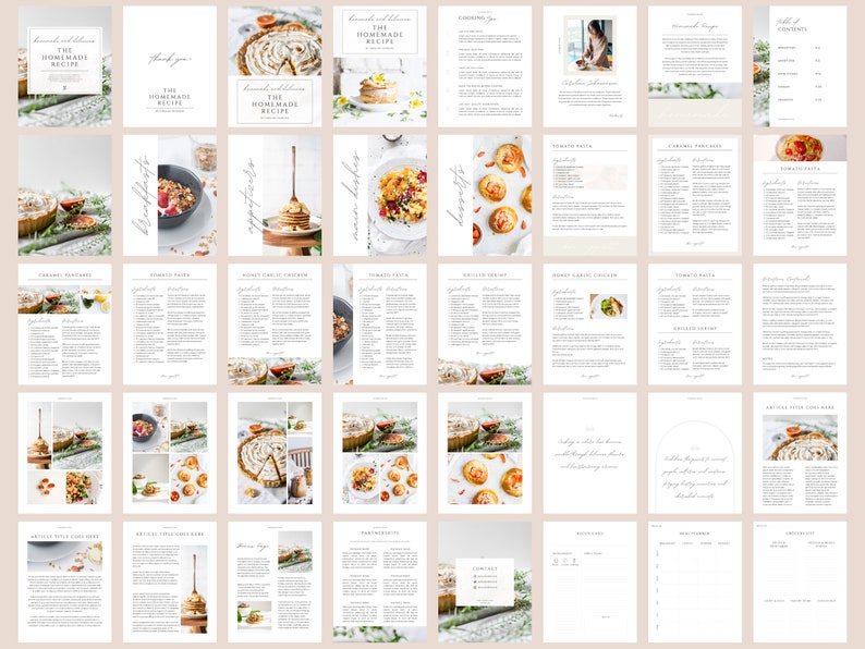 Cookbook Template for Canva, Editable Cookbook Pages, Family Recipes ...