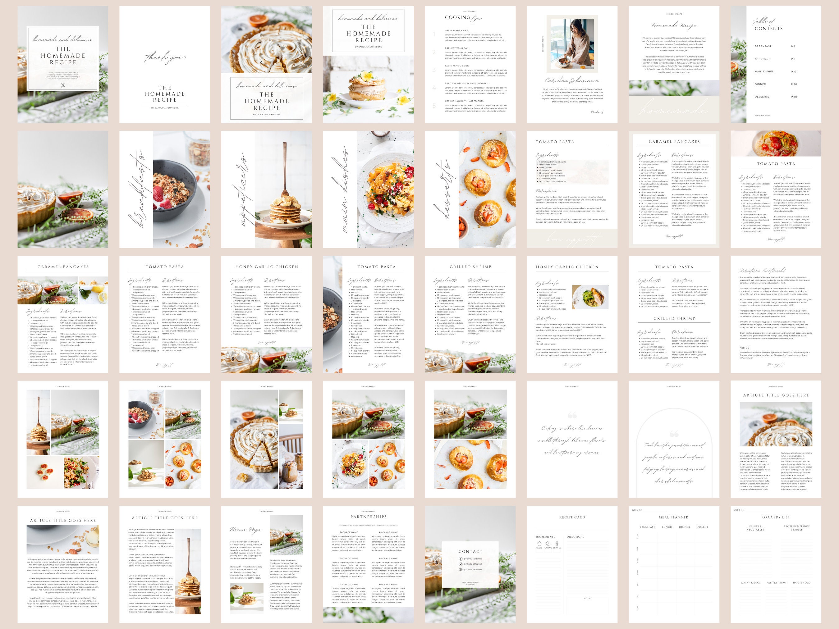 Cookbook Template for Canva, Editable Cookbook Pages, Family Recipes ...