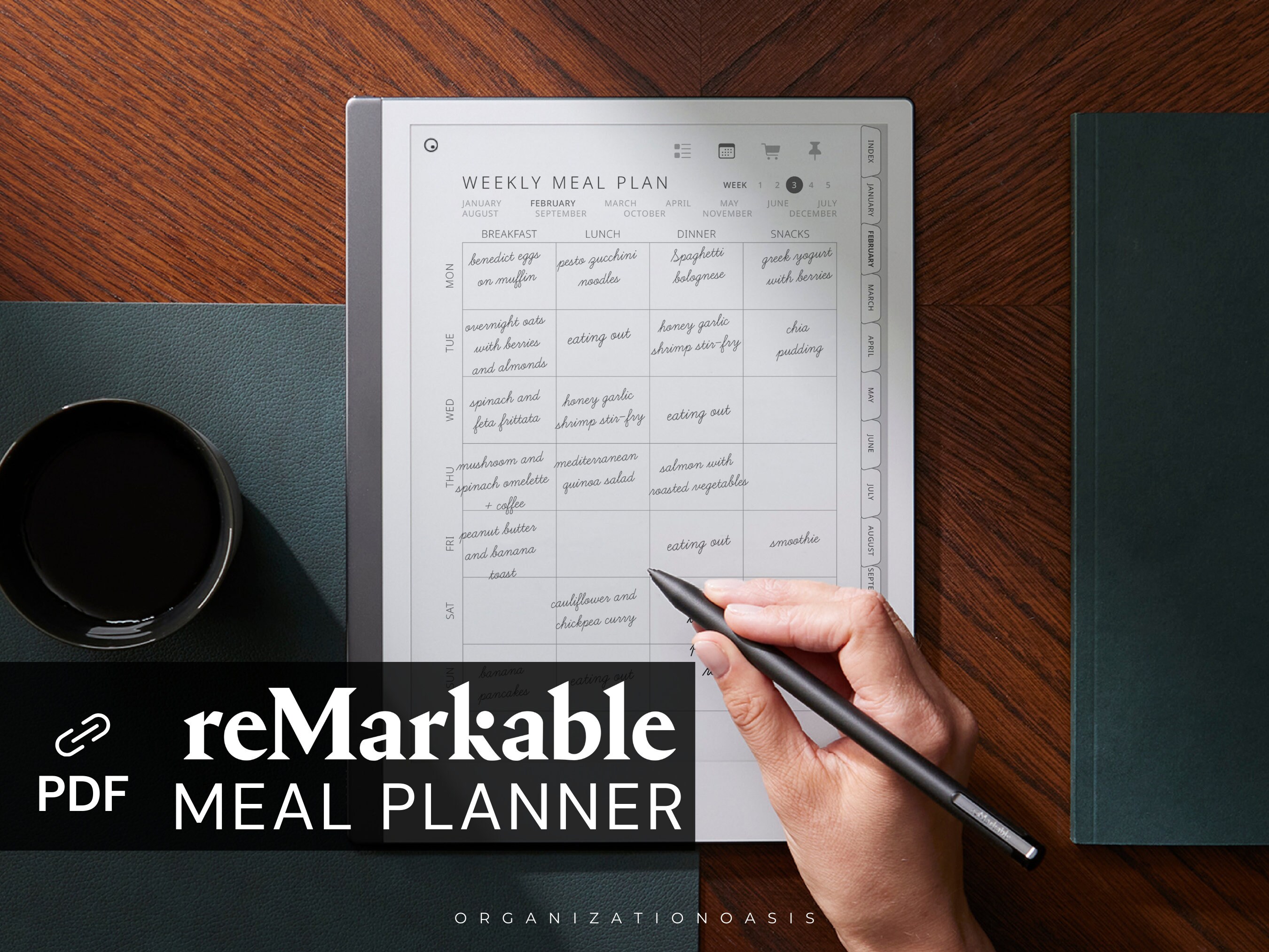 Remarkable 2 Templates Meal Planner Hyperlinked PDF, Instant Download ...