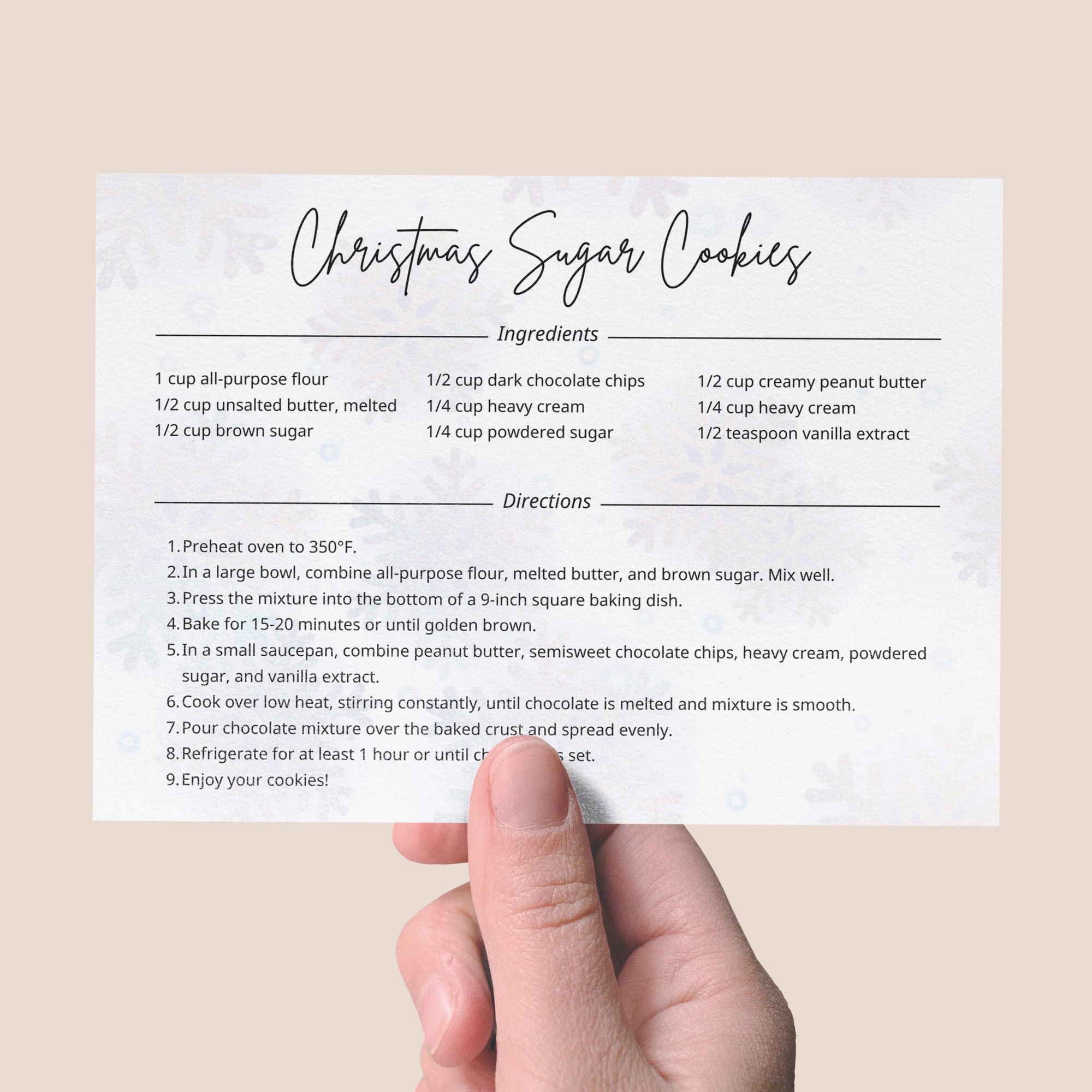 Printable Snowflake Recipe Card Template Simple Editable - Etsy