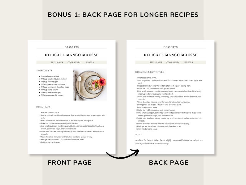 Modern Recipe Template, Editable Recipe Sheet Template Canva, Printable ...