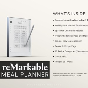 Remarkable 2 Templates Meal Planner Hyperlinked PDF, Instant Download ...