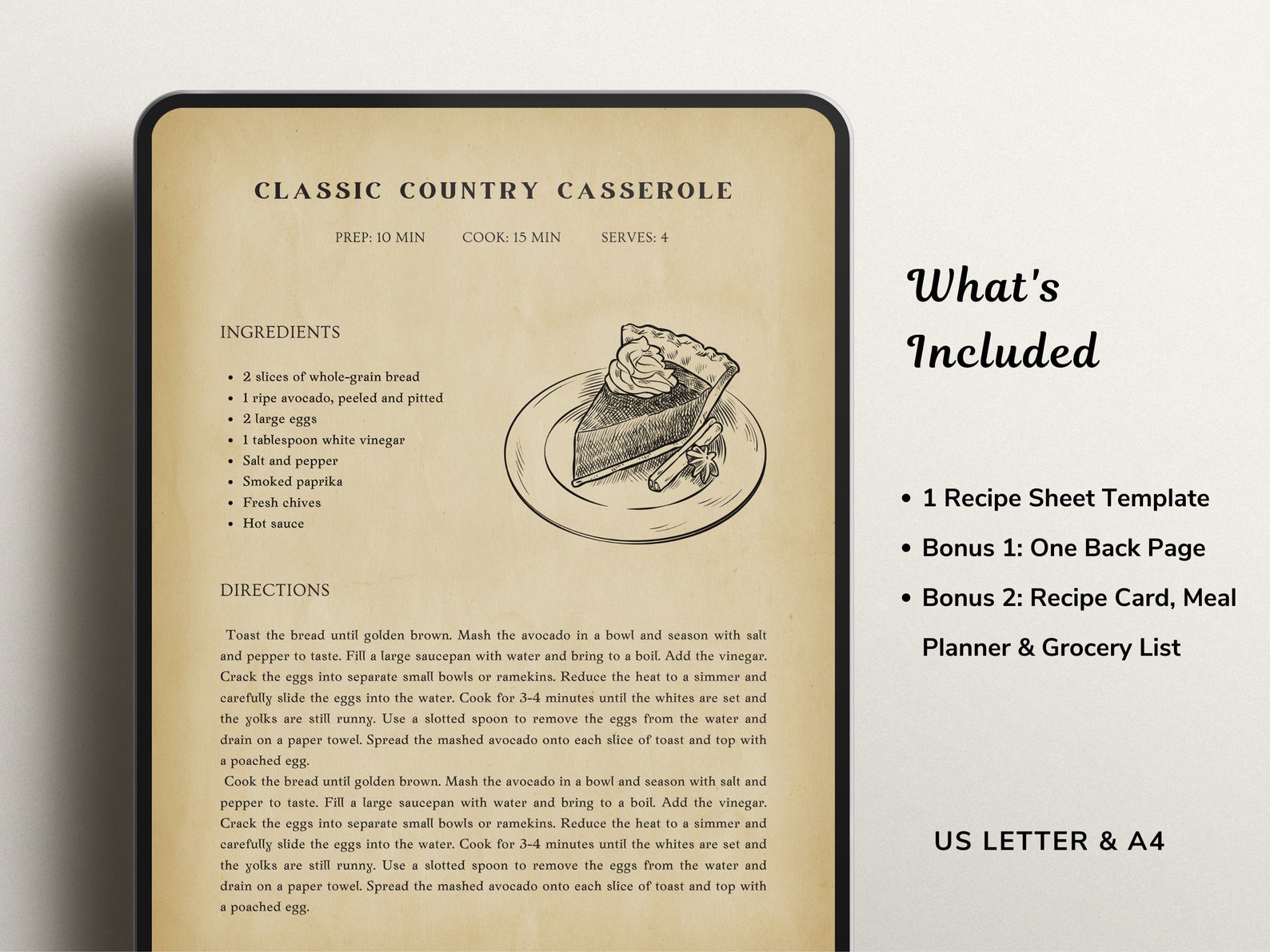 Vintage Recipe Template for Canva, Vintage Recipe Box, Printable Family ...