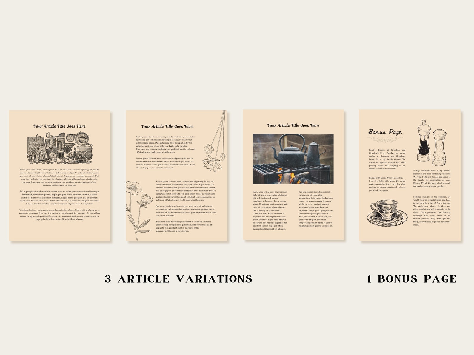 Vintage Recipe Book Template for Canva, Editable Cookbook Template ...