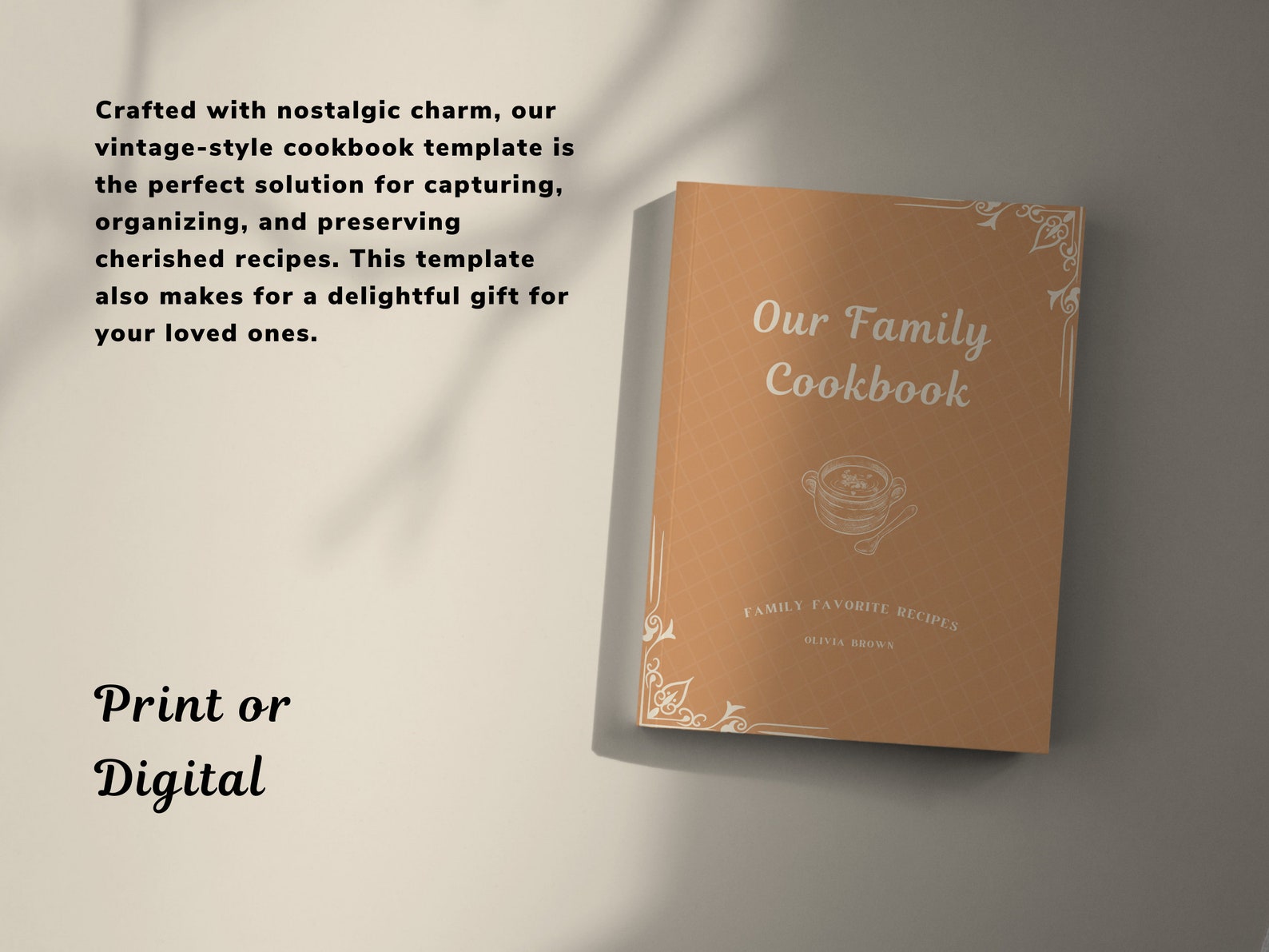 Vintage Recipe Book Template for Canva, Editable Cookbook Template, Printable Retro Recipe ...