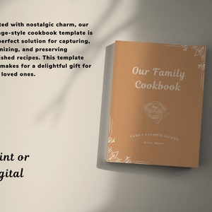 Vintage Recipe Book Template for Canva, Editable Cookbook Template ...