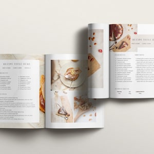 Minimalist Cookbook Template, Recipe Book Template, Editable Recipe ...