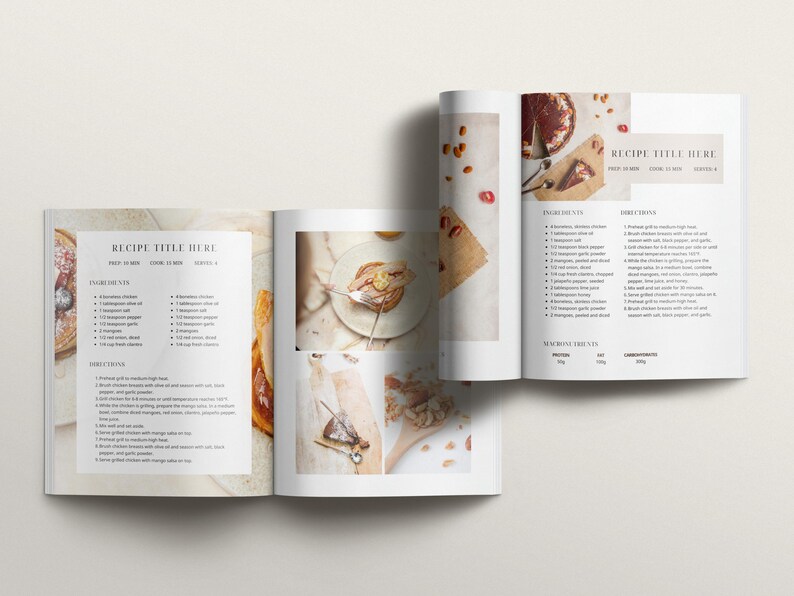 Minimalist Cookbook Template, Recipe Book Template, Editable Recipe ...