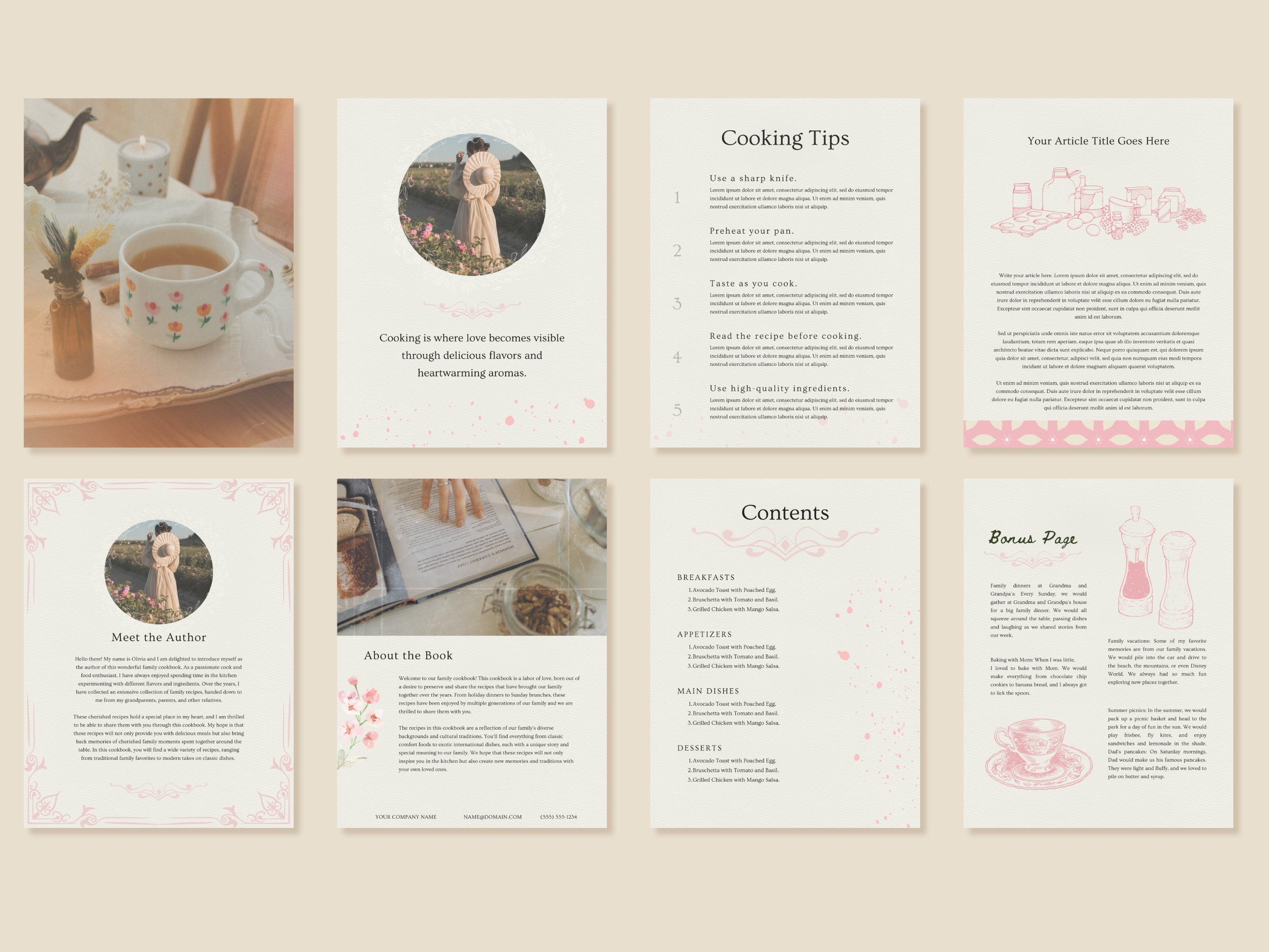 Cookbook Template Old Paper Retro Style, Vintage Recipe Book Template ...