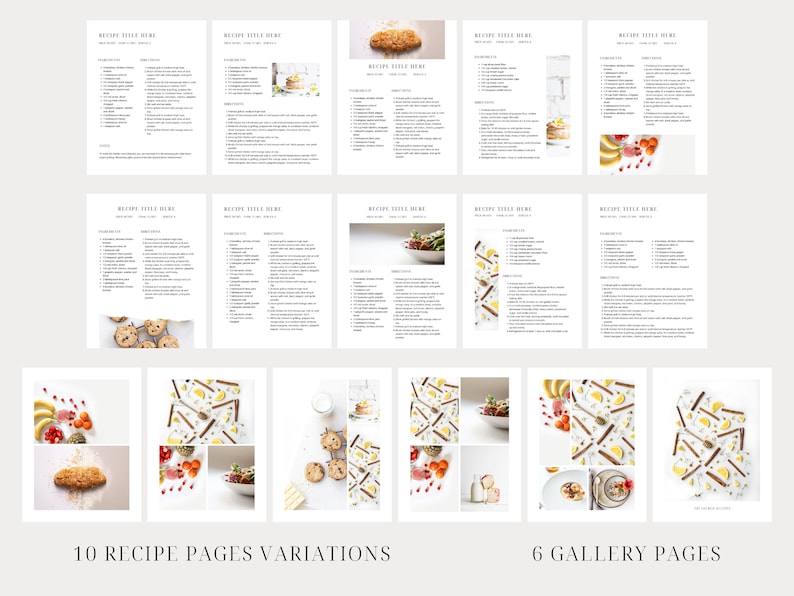Minimal Cookbook Template, Editable Recipe Book Template, Printable ...
