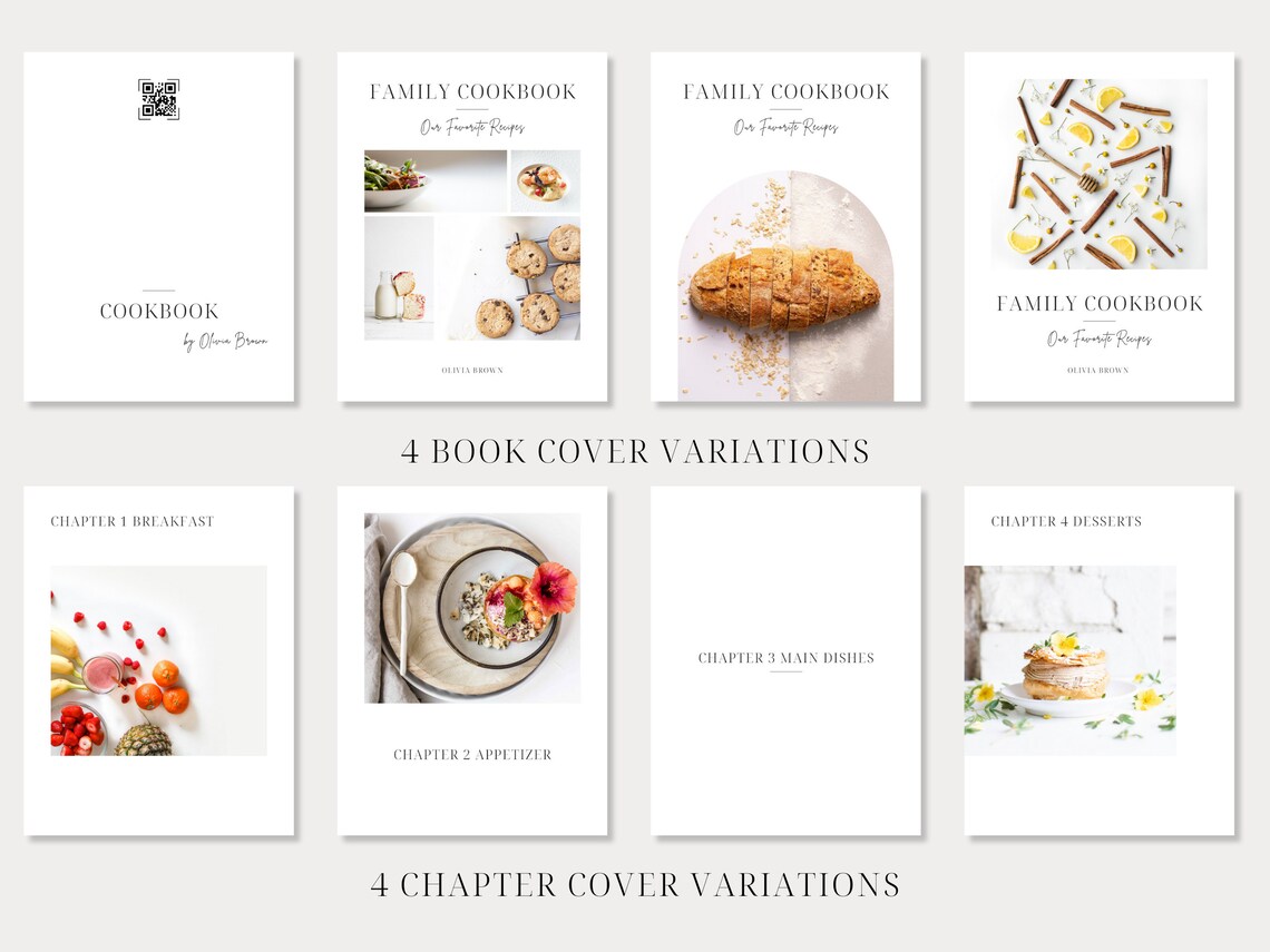 Minimal Cookbook Template Editable Recipe Book Template - Etsy