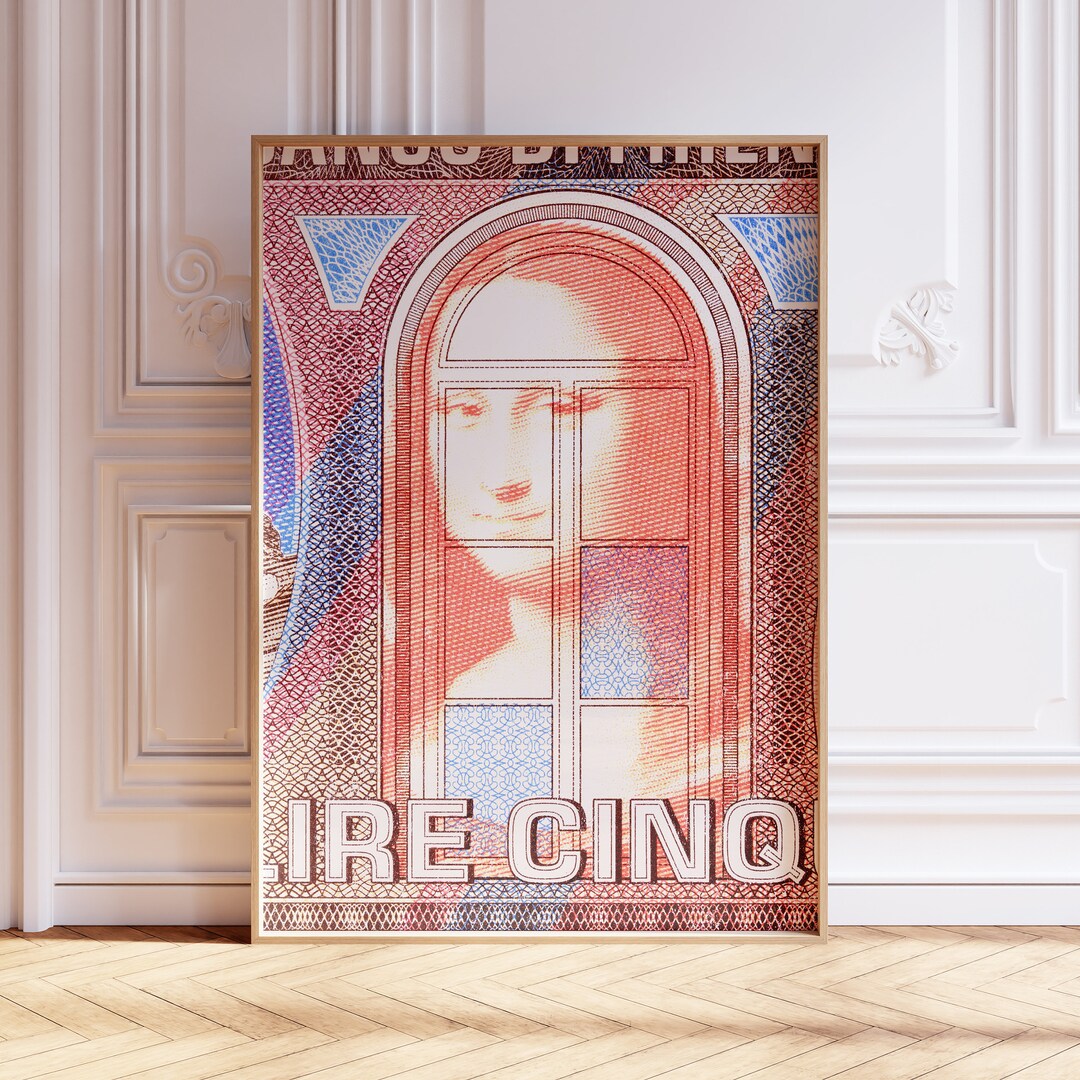 Mona Lisa Money Vintage Banknote Style Wall Art Print Poster - Retro ...