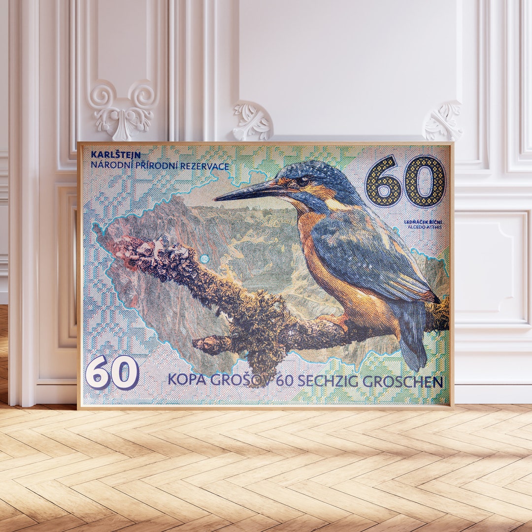 Kingfisher Vintage Banknote Style Wall Art Print Poster - Animal Art ...