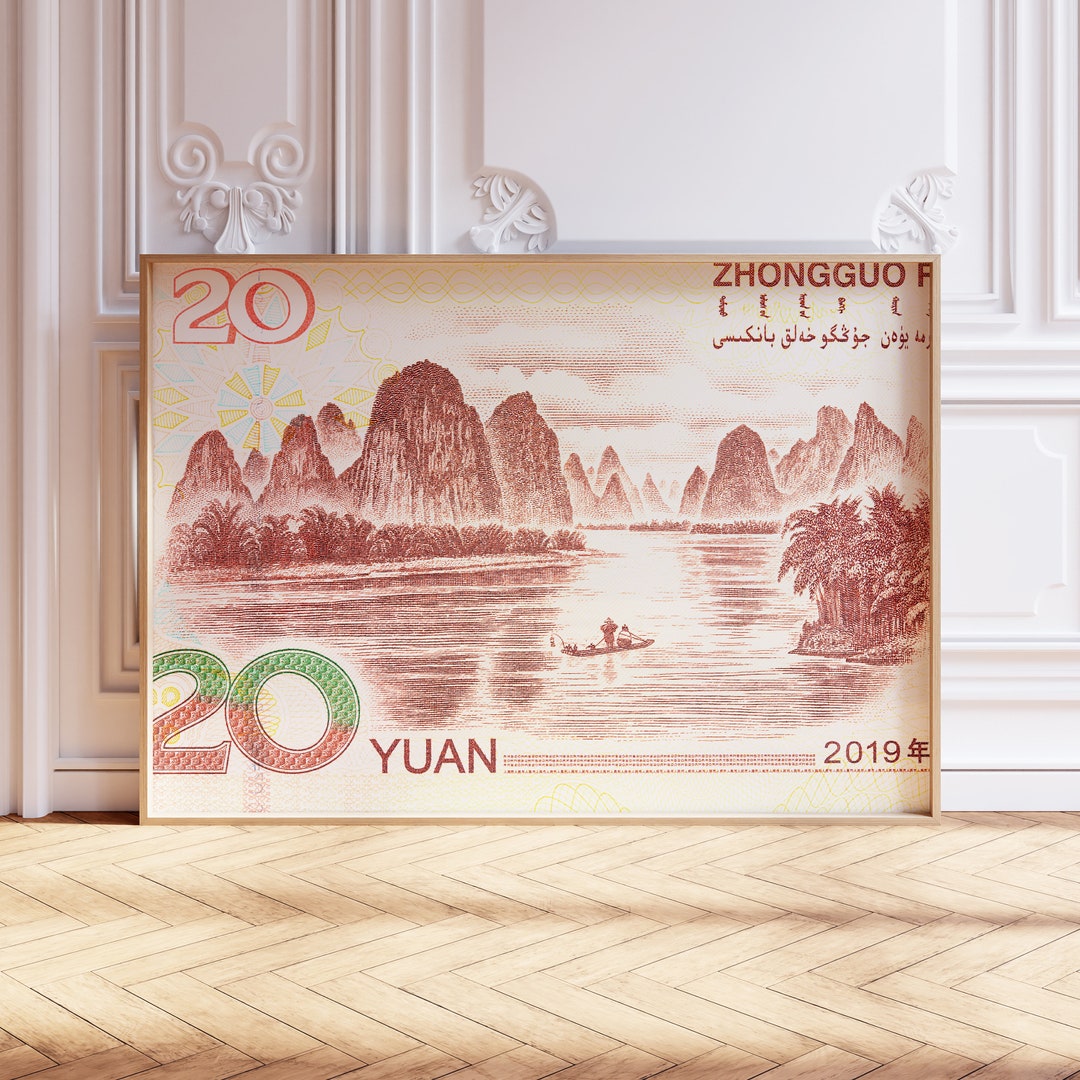 Li River in Guilin Chinese Money Vintage Banknote Style Wall Art Print ...