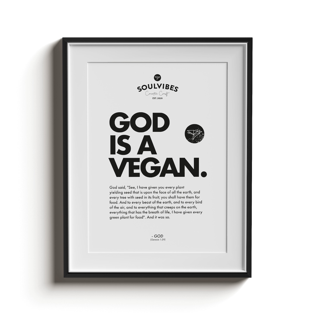 God is a Vegan | Vegan Poster | Art Print | Poster | Modern Art | Vegan ...