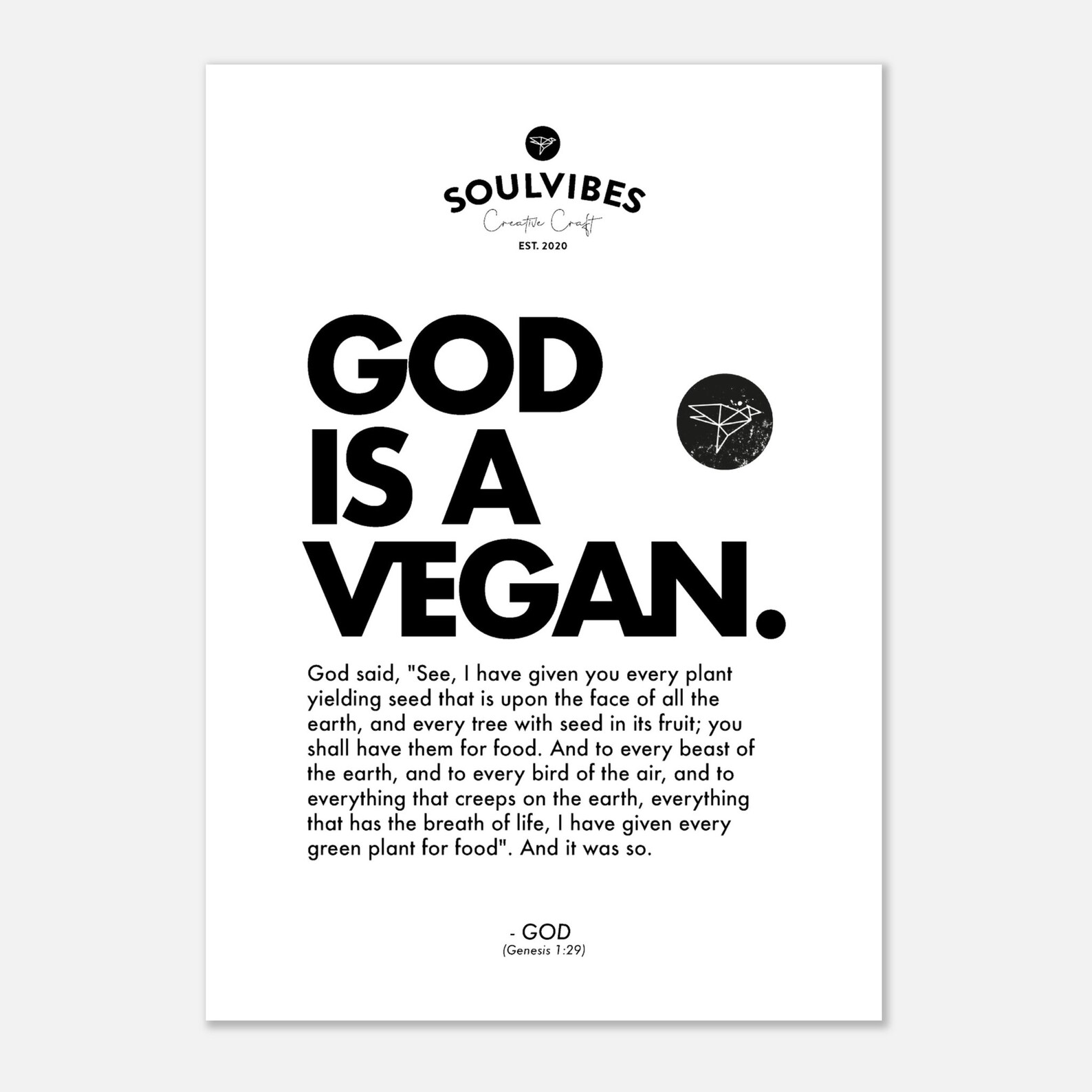 God is a Vegan | Vegan Poster | Art Print | Poster | Modern Art | Vegan ...