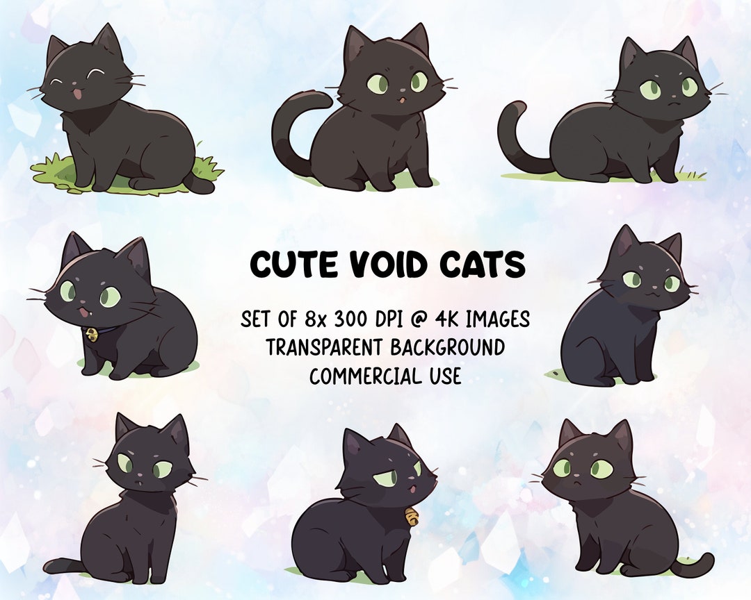 Cosmic Cute Void Cats Clip Art: Nebulous Feline Designs for Stellar Creations, PNG, Instant ...