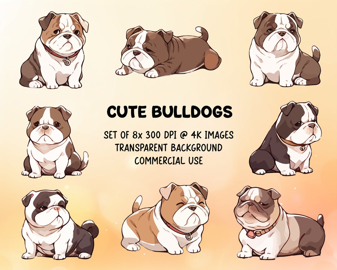 Adorable Bulldog Clip Arts: High-resolution Illustrations for Pet ...