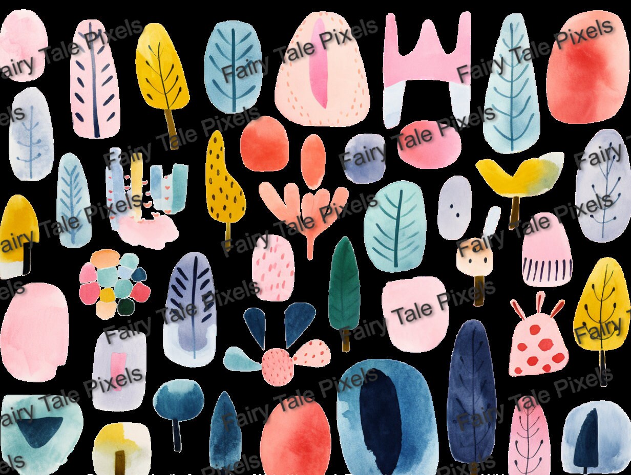 Abstract Shapes Clip Art Bundle: Transparent Background Illustrations ...