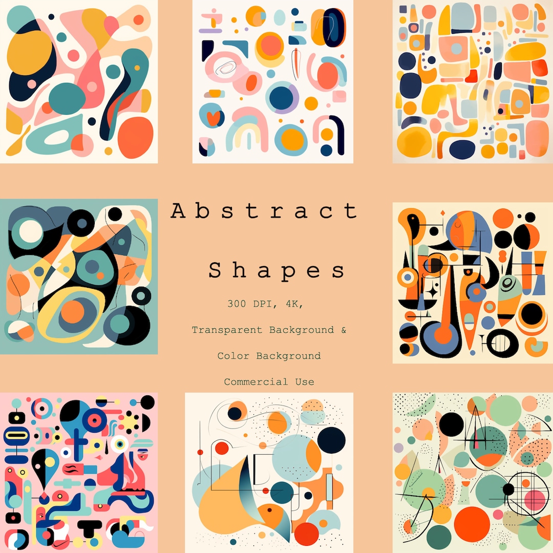 Abstract Minimalist Shapes Clip Art: Modern, Abstract Illustrations for ...