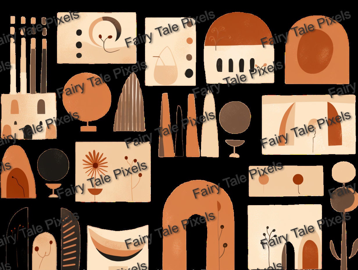Boho Shapes Clipart Collection: Detailed Transparent Background Designs ...