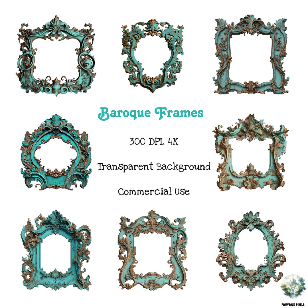 Baroque Frames Clip Art: Timeless Designs for Premium Projects, PNG ...