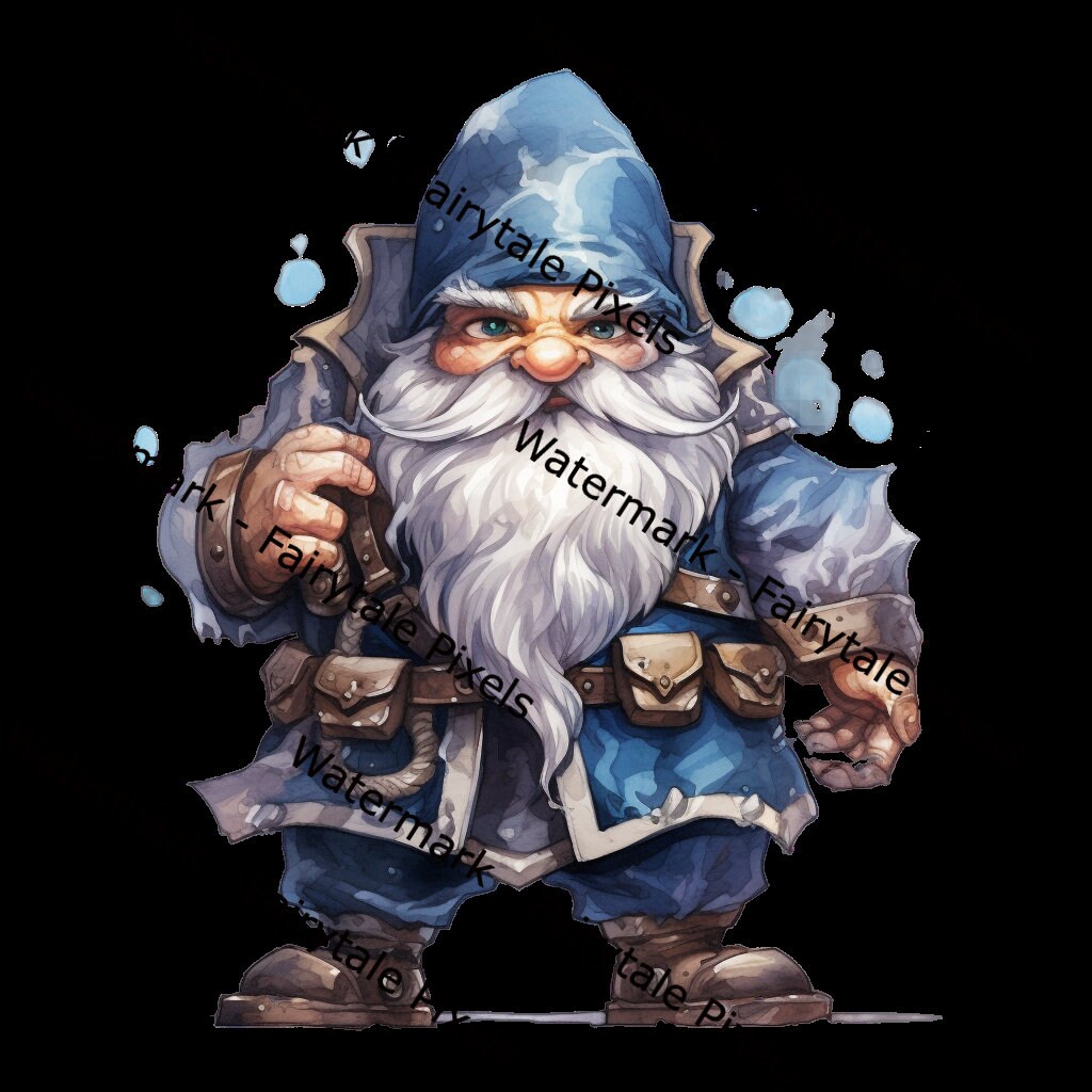 Watercolor Style Fantasy Dwarf Clip Art Detailed Cartoon Character ...