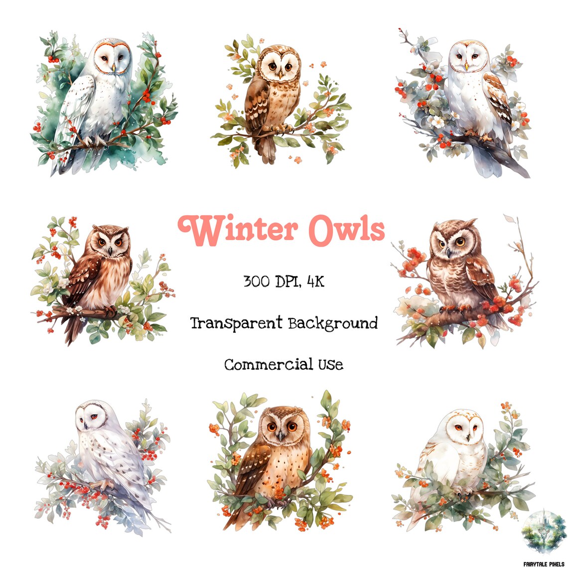 Winter Owls Clip Art: Perfect for Seasonal Designs & Projects - Etsy
